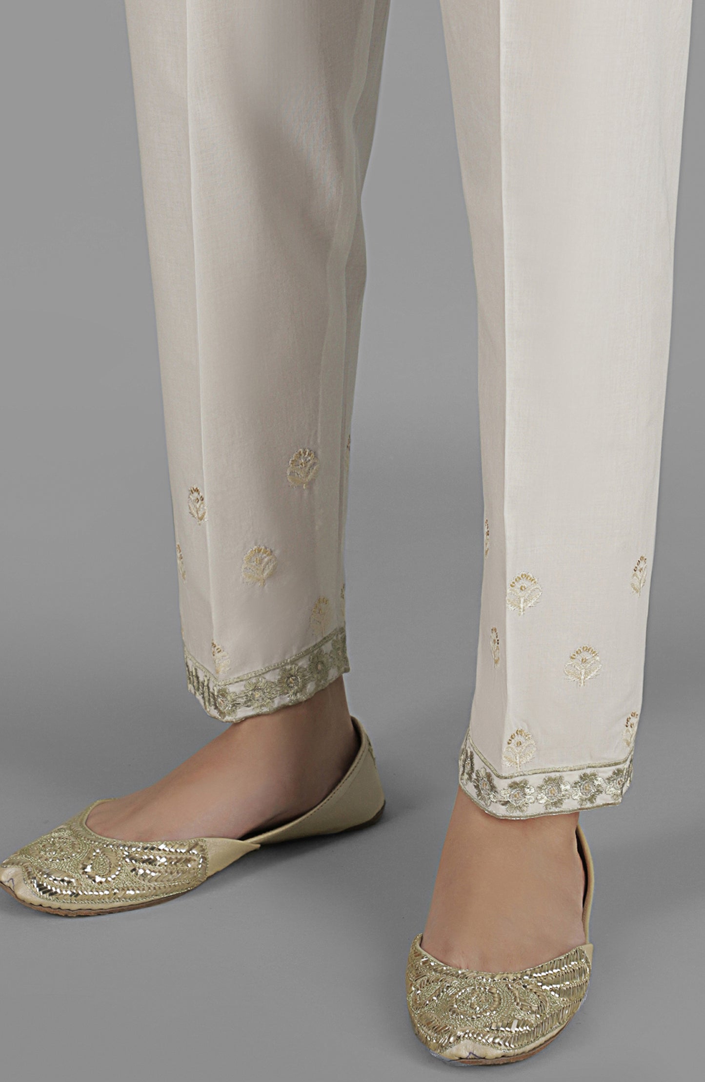 Stitched Bottoms 1 Piece Embroidered Cambric Pants – Orient